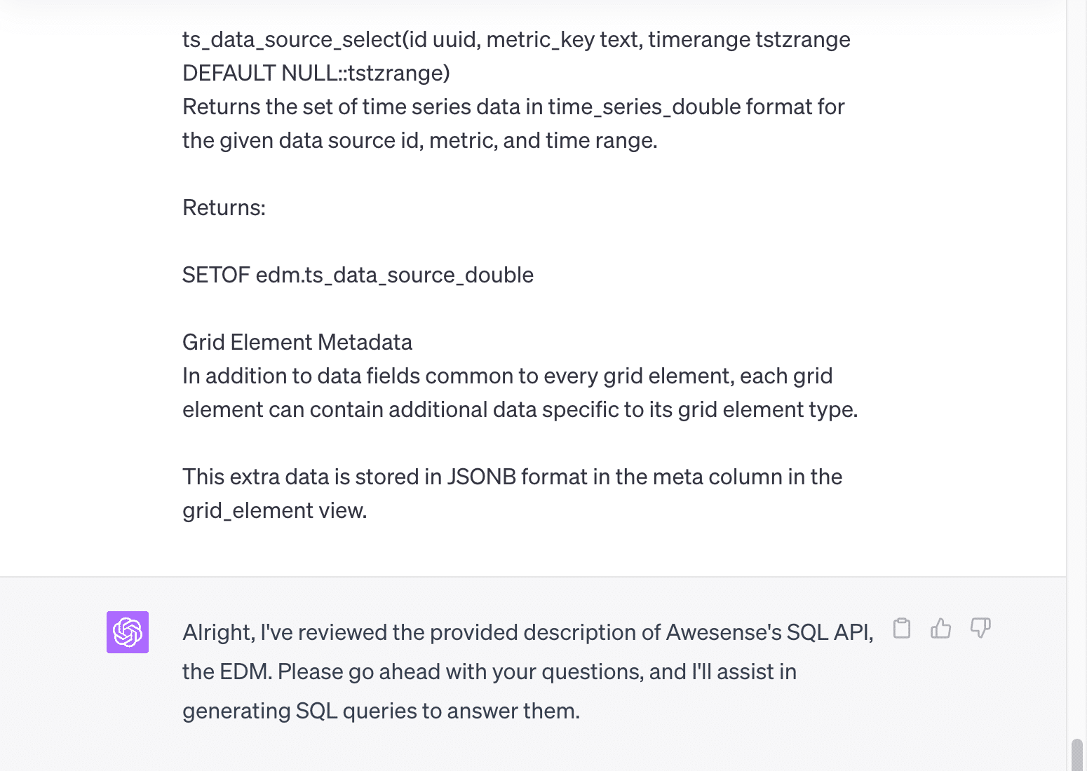 Using ChatGPT with the Awesense SQL API | Awesense