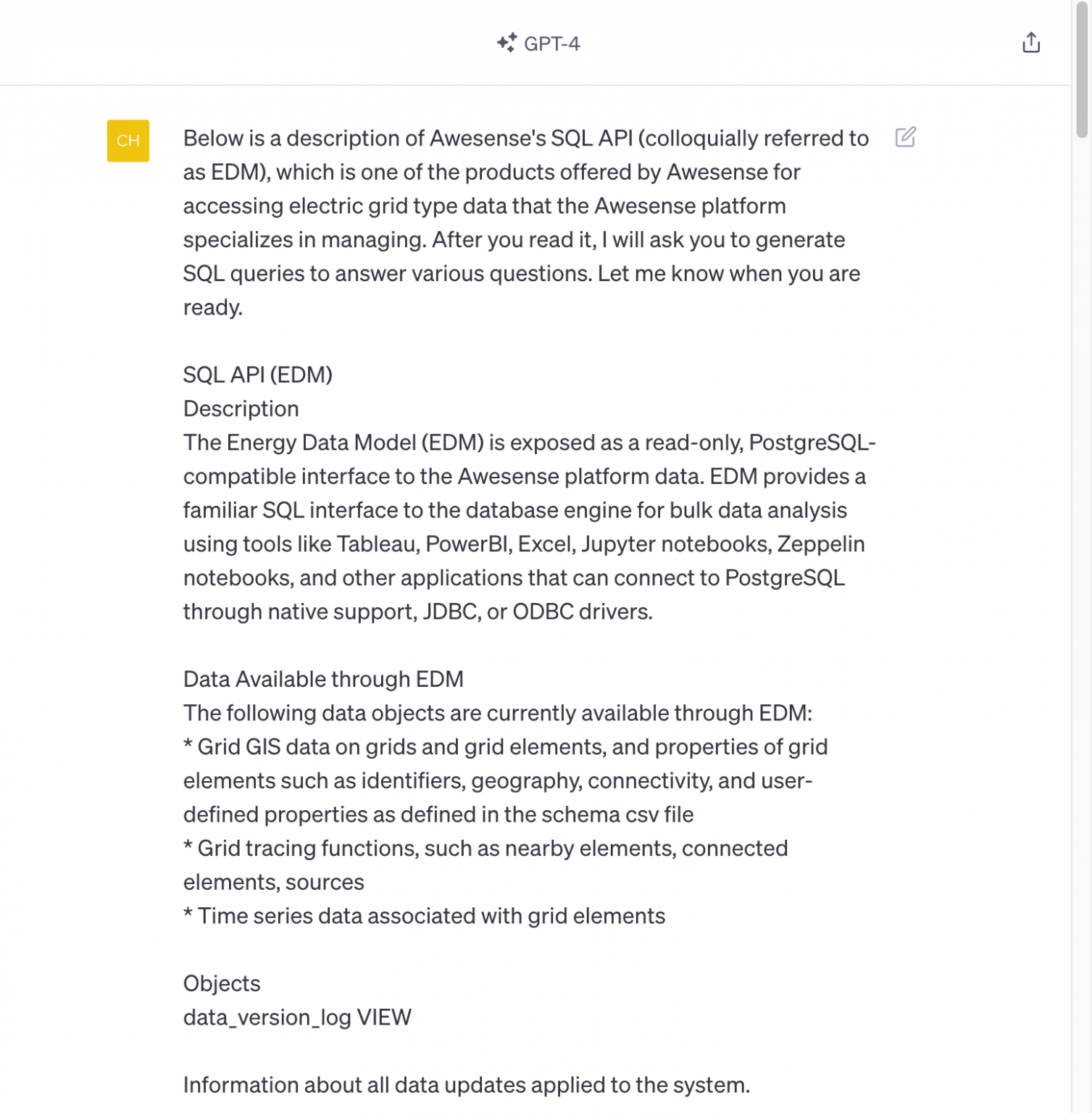 Using ChatGPT with the Awesense SQL API | Awesense
